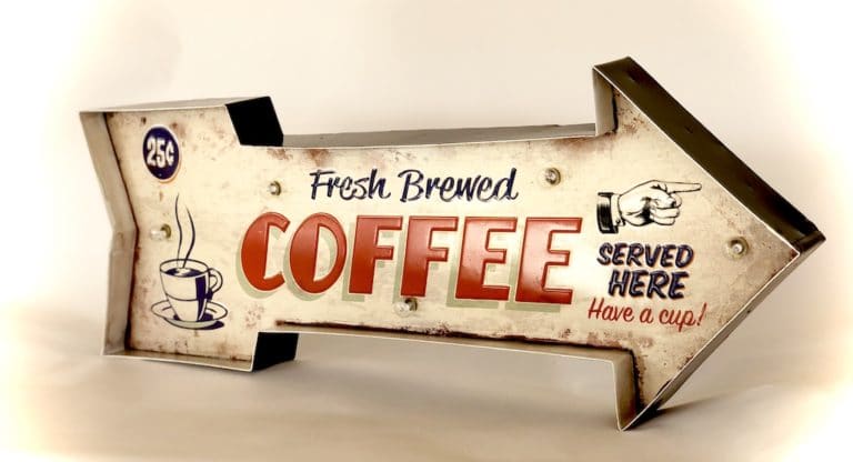 Vintage coffee sign for coffee shop | Fresh brewed coffee served here ...