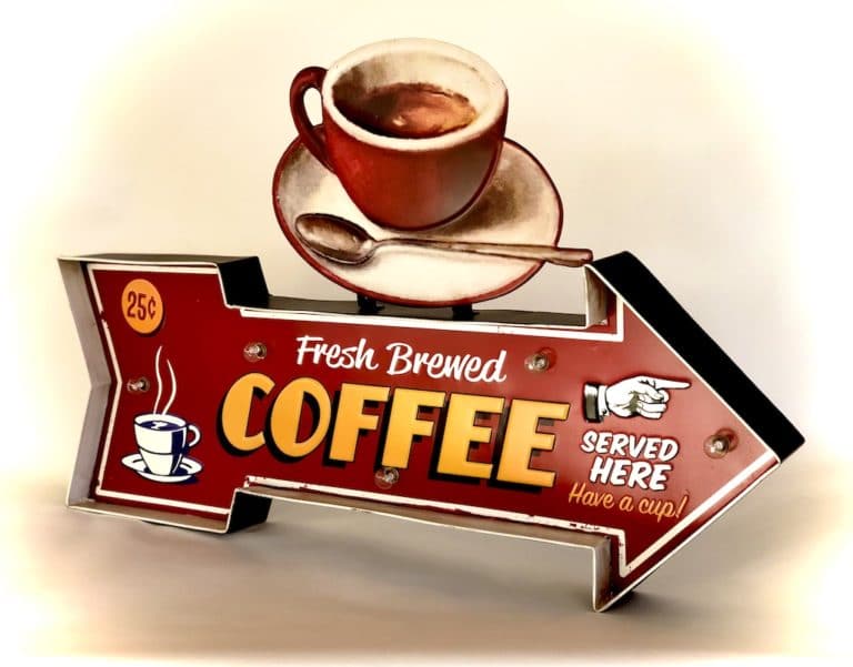 Vintage coffee sign for coffee shop | Fresh brewed coffee served here ...