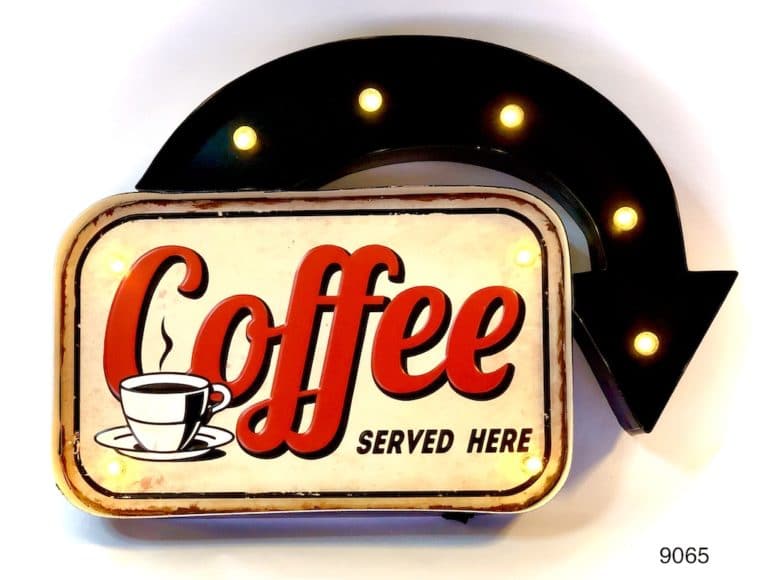 Vintage coffee sign for coffee shop | COFFEE SERVED HERE black curved ...